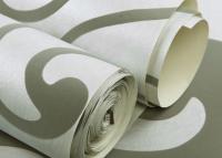 China 0.53*10m Velvet Textured Wallpaper , White And Green Velvet Wallpaper For Home Decoration for sale