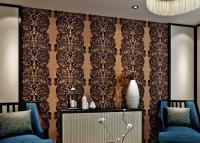 China Luxury Waterproof Velvet Flock Wallpaper for Living Room , SGS CSA Certification for sale