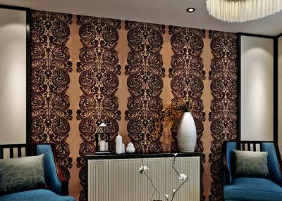China Luxury Waterproof Velvet Flock Wallpaper for Living Room , SGS CSA Certification for sale