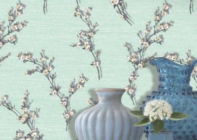 China Wide Green Leaf Pattern Dining Room Wallpaper with Non - woven Paper , Adult Style for sale