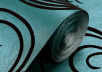 China Luxury Soundproof Velvet Flock Wallpaper / 3D Wall Covering With 0.7*10M Size , Eco Friendly for sale