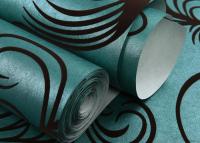 China Luxury Soundproof Velvet Flock Wallpaper / 3D Wall Covering With 0.7*10M Size , Eco Friendly for sale
