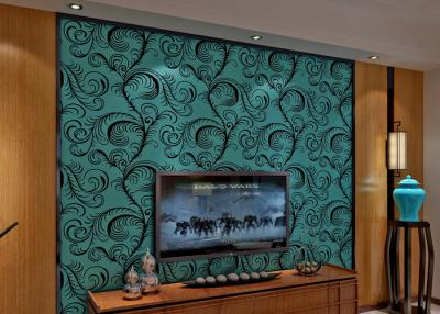 China Luxury Soundproof Velvet Flock Wallpaper / 3D Wall Covering With 0.7*10M Size , Eco Friendly for sale