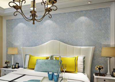 China Soundproof Removable European Style Wallpaper , Blue 3d Silver Wallpaper for sale