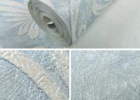 China Soundproof Removable European Style Wallpaper , Blue 3d Silver Wallpaper for sale
