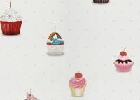 China White Embossed Non Woven Kids Bedroom Wallpaper Cake Pattern Fireproof for sale