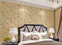 China Low Flammability Floral Deep Embossed PVC Living Room Wallpaper Yellow for sale