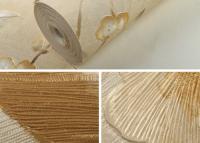 China Low Flammability Floral Deep Embossed PVC Living Room Wallpaper Yellow for sale