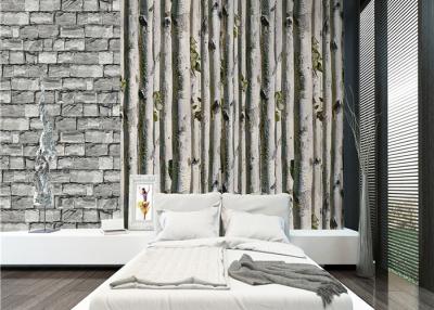 China Grey birch tree home 3d wallpaper / no toxic Living Room Wallpaper Heat insulation for sale