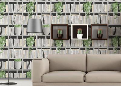 China Green Plants And Books Printing 3D Home Wallpaper  Modern Concise Style For Coffee Shop for sale