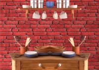 China Vintage Removable 3D Brick Effect Wallpaper , Foam Faux Brick Wall Covering Washable for sale