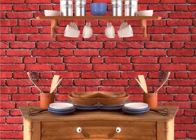 China Vintage Removable 3D Brick Effect Wallpaper , Foam Faux Brick Wall Covering Washable for sale
