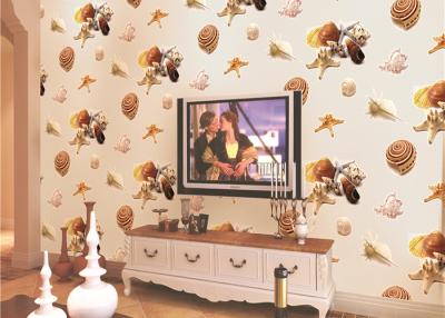 China Eco-Friendly Mediterranean Style Non-Woven Wallpaper With Conch And Starfish Printing for sale