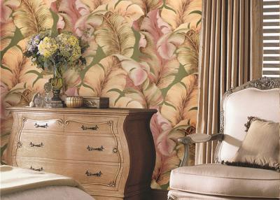 China Non-Woven Solid South East Coloured Striped Wallpaper , Japanese Banana Leaf Pattern Wallpaper for sale