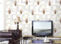 China 3D Moisture-Proof Non-Woven Home Wallpaper With Basket Of Flowers And Square Printings for sale
