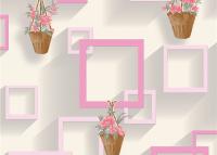 China 3D Moisture-Proof Non-Woven Home Wallpaper With Basket Of Flowers And Square Printings for sale