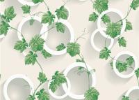 China Green Plants And Round Pattern 3D Embossed Wallpaper Surface Treatment for sale
