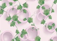 China Green Plants And Round Pattern 3D Embossed Wallpaper Surface Treatment for sale