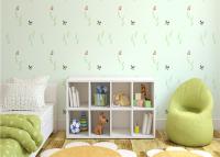 China Non Woven Eco Friendly Kids Bedroom Wallpaper Butterfly and Green Plants Pattern for sale