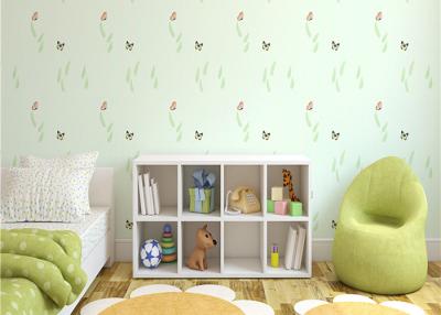China Non Woven Eco Friendly Kids Bedroom Wallpaper Butterfly and Green Plants Pattern for sale