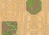 China Bamboo And Tree Geometric Printing Chinese Style  Wallpaper Simulated Wood Grain for sale