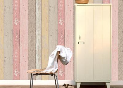 China Colorful Wood Embossed Vinyl Wallpaper With Foam Surface Treatment , Vertical Stripe Type for sale