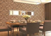 China Beige / Yellow / Brick-red 3D Effect Deep Embossed Floral Wallpaper For Bedroom Background for sale