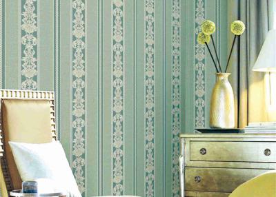 China Economical Concise European Style Wallpaper , Striped Damask Embossed Wall Covering for sale