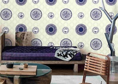 China Blue And White Porcelain Room Decoration Asian Inspired Wallpaper / Wall Coverings for sale