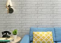 China Greyish White Color Brick Printing Self Adhesive Wallpaper Modern Style For Living Room for sale