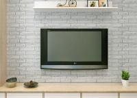 China Greyish White Color Brick Printing Self Adhesive Wallpaper Modern Style For Living Room for sale