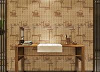 China Bamboo Weaving Tea Pot Pattern PVC Room Decoration Wallpaper Self Adhesive for sale