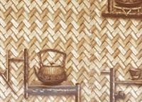 China Bamboo Weaving Tea Pot Pattern PVC Room Decoration Wallpaper Self Adhesive for sale