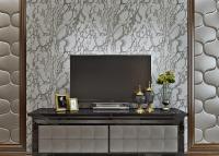 China PVC Strippable TV Background Wallpaper , Grayish White Marble Wall Covering for sale