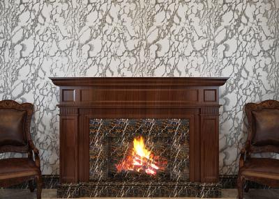 China PVC Strippable TV Background Wallpaper , Grayish White Marble Wall Covering for sale