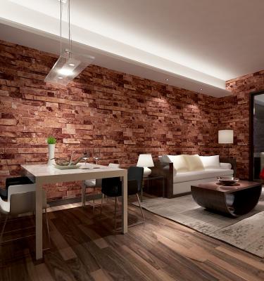 China Contemporary economical waterpoof  3D brick foam Vinyl Wallpaper for sale