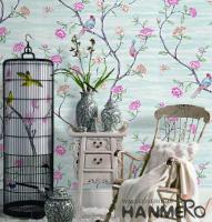 China Embossed Vinyl Wallpaper Flowers And Birds Soil Case Classic Style for sale