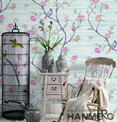 China Embossed Vinyl Wallpaper Flowers And Birds Soil Case Classic Style for sale