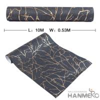 China High-end Household Wallpaper Decor Black Color Plant Fiber Bronzing Process for sale
