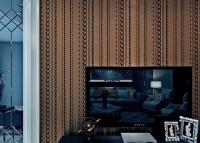 China Brown Sound Absorbing Contemporary Wall Paper with Stripes Pattern , Flocking Surface Treatment for sale