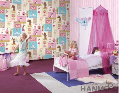 China Fancy Interior Kids Bedroom Wallpaper Animals Design Non Woven Paper Material for sale