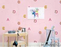 China Modern English Letters Kids Bedroom Wallpaper Pink Color Wallcovering for sale