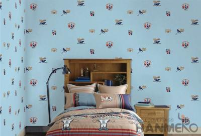 China Blue Color Kids Bedroom Wallpaper English Letters Design Breathable Non Toxic for sale