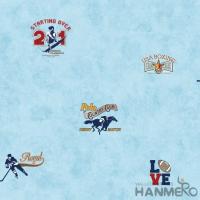 China Blue Color Kids Bedroom Wallpaper English Letters Design Breathable Non Toxic for sale