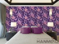 China Purple Floral Pattern 3D Home Wallpaper , PVC 1.06M 3D Wallpaper For Room Wall for sale