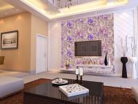 China Purple Floral Pattern 3D Home Wallpaper , PVC 1.06M 3D Wallpaper For Room Wall for sale