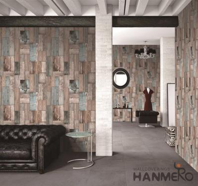 China 3D Wood Design Kitchen Bathroom Wallpaper , Durable PVC Wallcovering for sale