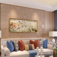 China New Arrival Yellow 0.53*10M Suede Wallpaper Germetric Pattern Elegant Home Decoration for sale