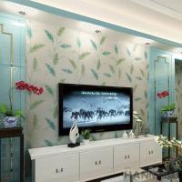 China Natural Green Plants Pattern Suede Wallpaper Fashion Wallcovering Distributors for sale