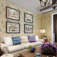 China Natural Green Plants Pattern Suede Wallpaper Fashion Wallcovering Distributors for sale